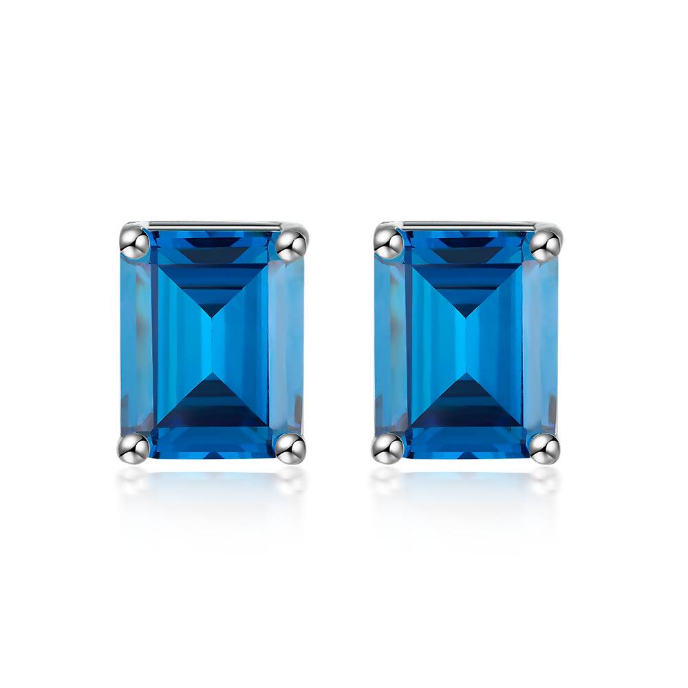 Dark-blue stud earrings in emerald cut – LINK